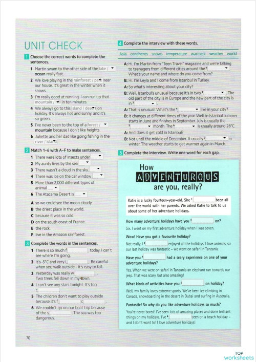 Lesson 29 - WB Unit Check, Review and KET Writing Practice. Interactive ...