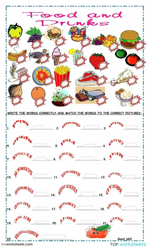 Food and Drinks. Interactive worksheet | TopWorksheets