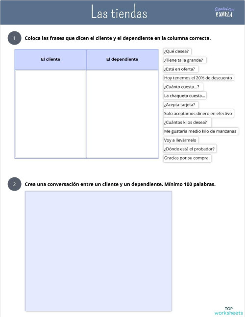 Las tiendas. Ficha interactiva | TopWorksheets