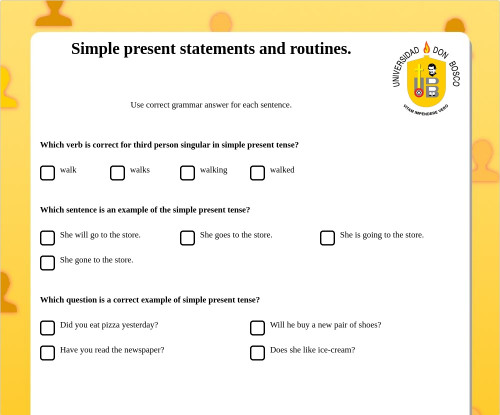 Simple present statements and routines.. Interactive worksheet ...