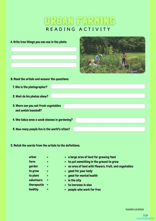 URBAN FARMING. Interactive worksheet | TopWorksheets