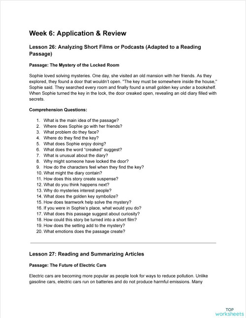 Reading comprehension B1. Interactive worksheet | TopWorksheets