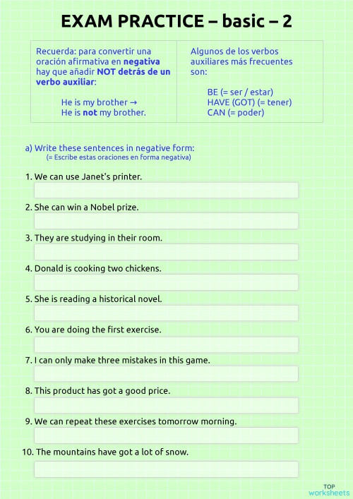 Exam practice - basic - 2. Interactive worksheet | TopWorksheets