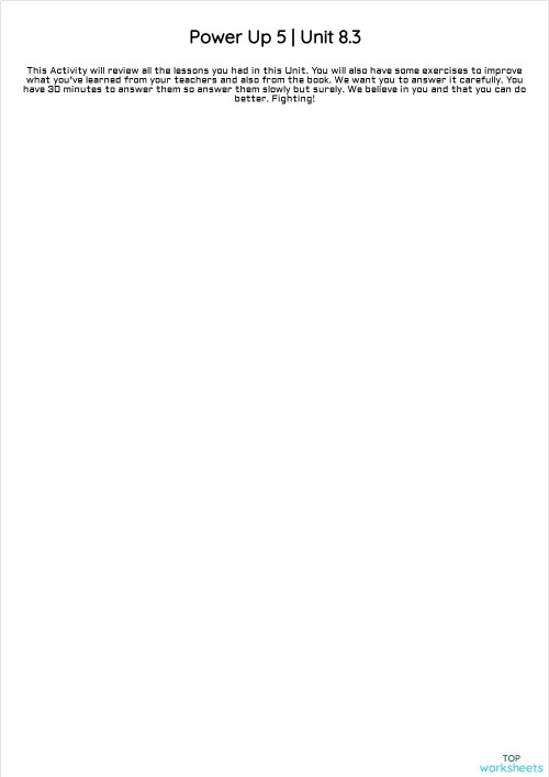 Power Up 5 | Unit 8.3. Interactive worksheet | TopWorksheets