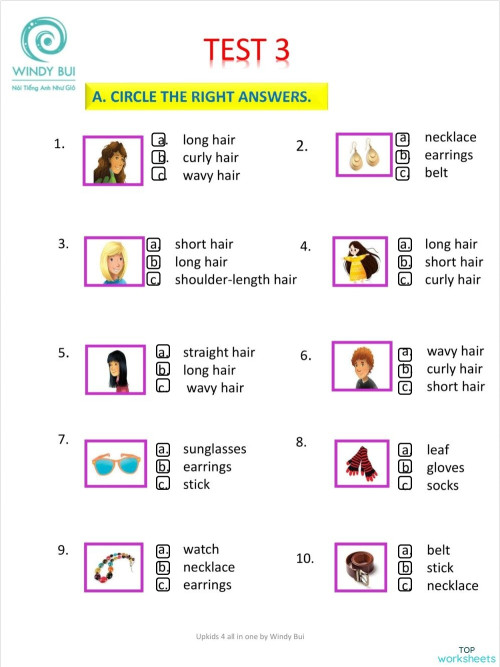 Upkid4 -Unit 3 test. Interactive worksheet | TopWorksheets