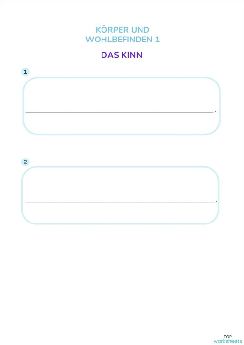 Körper und Wohlbefinden das Kinn. Interaktives Arbeitsblatt | TopWorksheets