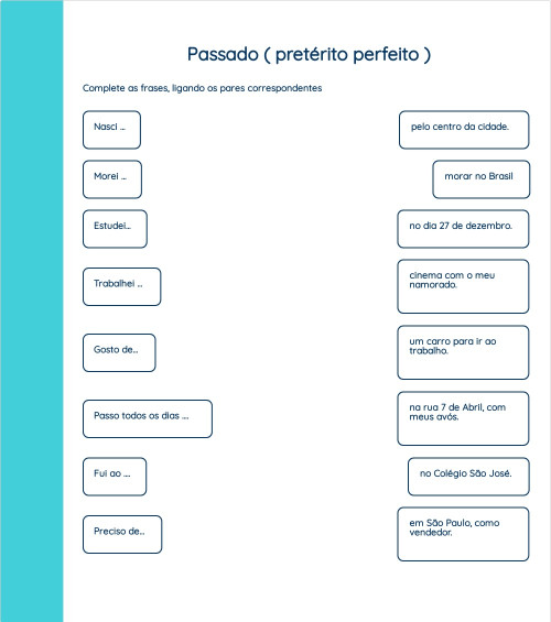 Passado ( pretérito perfeito ). Ficha interativa | TopWorksheets