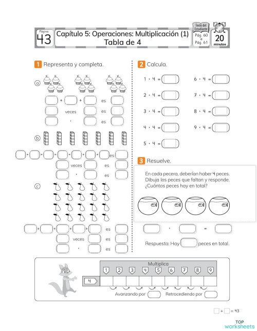 Tabla del 4. Ficha interactiva | TopWorksheets