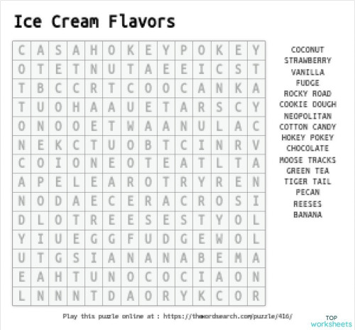 Ice cream flavors. Interactive worksheet | TopWorksheets