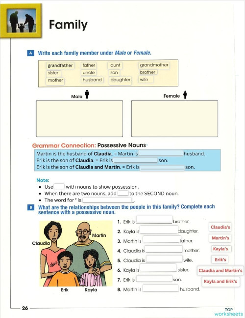 Family Beginner Workbook (modified). Interactive worksheet | TopWorksheets