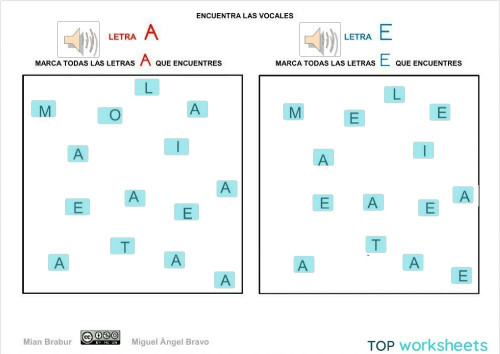 LECTOESCRITURA - VOCALES MAYÚSCULAS. Ficha interactiva | TopWorksheets