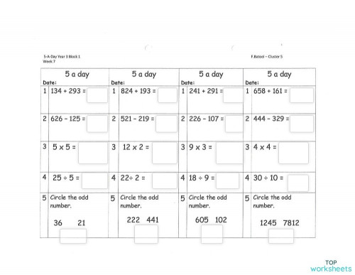 mathscellent week 7. Interactive worksheet | TopWorksheets