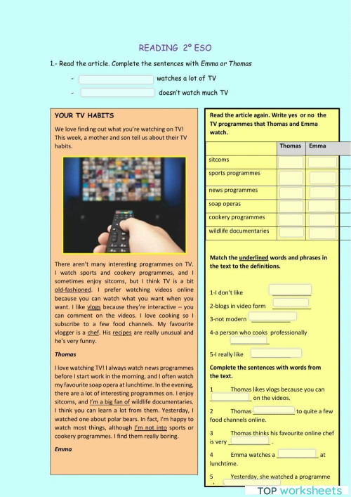 Reading. Interactive worksheet | TopWorksheets