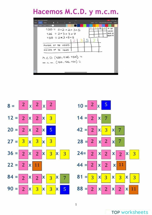 MCD y mcm. Ficha interactiva | TopWorksheets