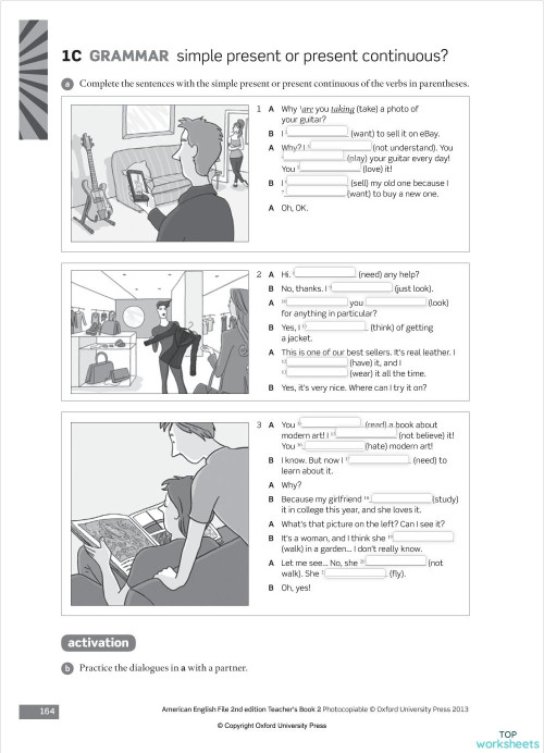 AEF 2 1C Grammar simple present or present continuous?. Interactive ...