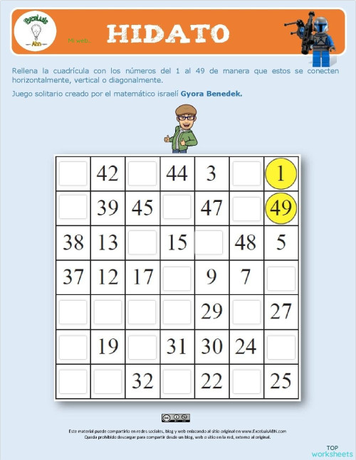 Juego Hidato 02. Ficha interactiva | TopWorksheets