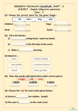 Objective Grammar Question. Interactive worksheet | TopWorksheets