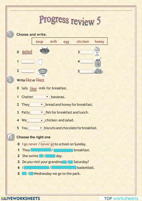 Progress Review 5. Interactive worksheet | TopWorksheets