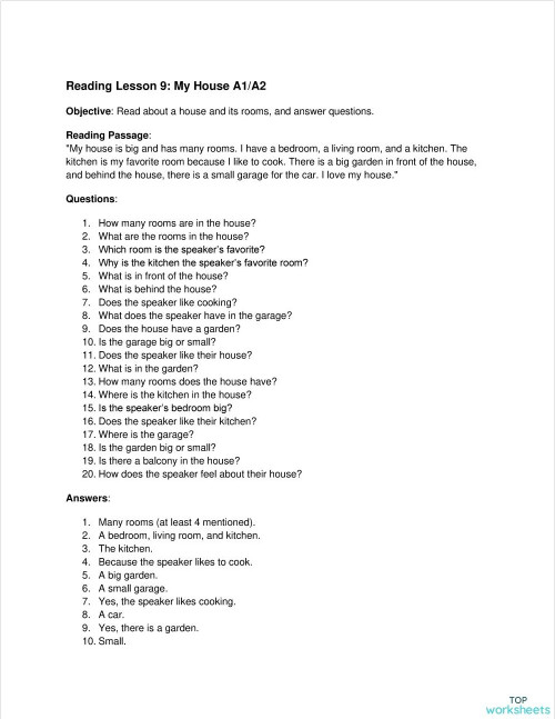 My house A1/A2. Interactive worksheet | TopWorksheets