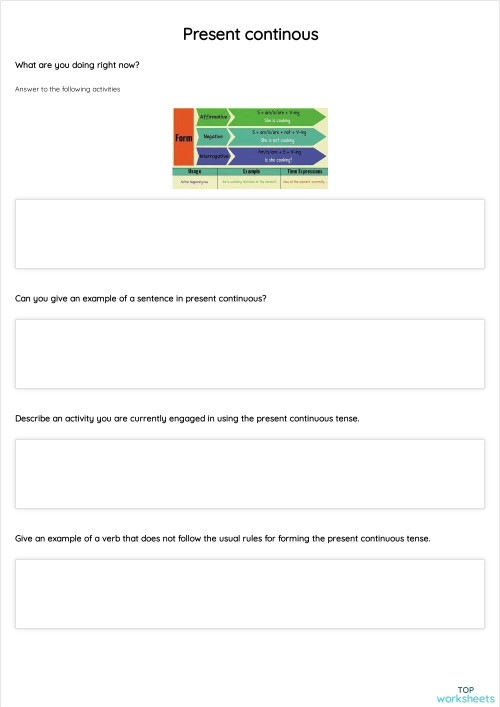 Present continous. Interactive worksheet | TopWorksheets