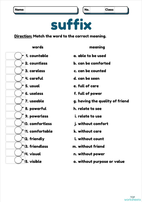 Grammar in use (suffix). Interactive worksheet | TopWorksheets