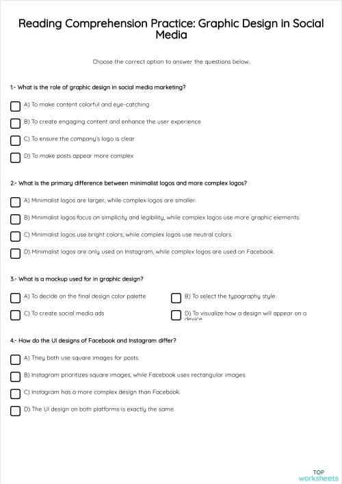 Reading Comprehension Practice: Graphic Design in Social Media ...