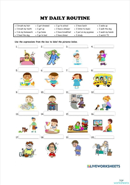 My daily routine. Interactive worksheet | TopWorksheets