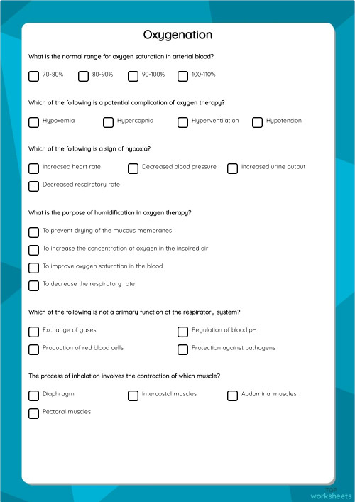 Oxygenation: interactive worksheets and online exercises | TopWorksheets