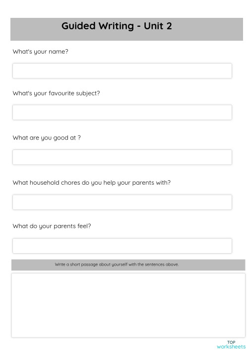 GSM 4 - Unit 2 - Guided Writing. Interactive worksheet | TopWorksheets