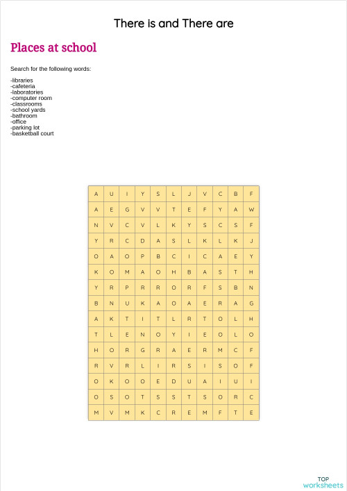 Places at school. Interactive worksheet | TopWorksheets
