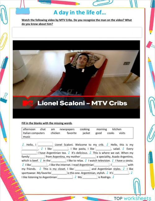 A day in the life of.... Interactive worksheet | TopWorksheets