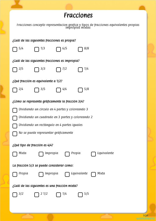 Lectura y escritura de fracciones. Ficha interactiva | TopWorksheets