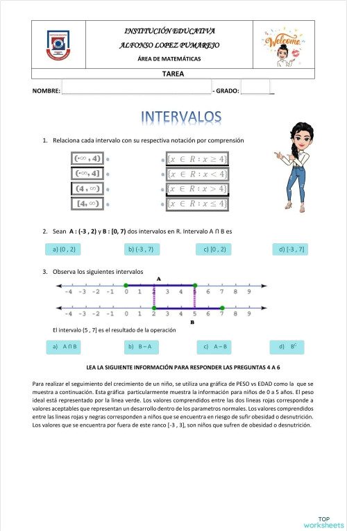Intervalos. Ficha interactiva | TopWorksheets