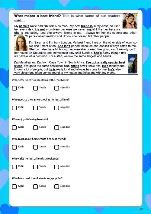 INTENSIVE READING. Interactive worksheet | TopWorksheets