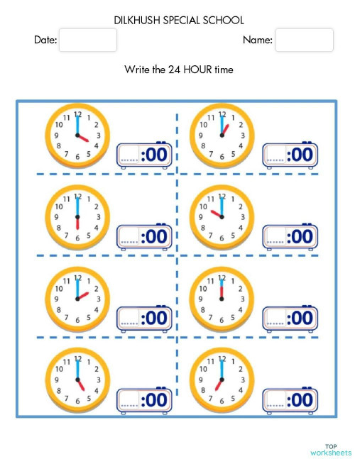 24 HOUR TIME. Interactive worksheet | TopWorksheets
