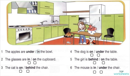 prepositions of place part 1. Interactive worksheet | TopWorksheets