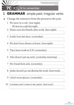 A night to remember 7C. Interactive worksheet | TopWorksheets