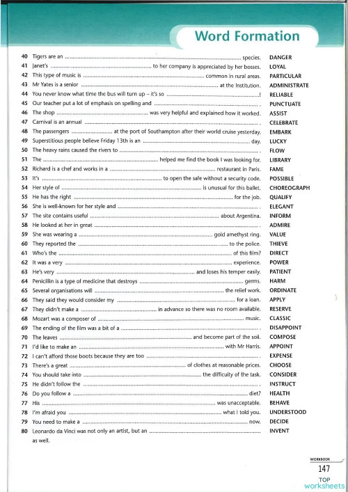 Upper Intermediate word formation. Interactive worksheet | TopWorksheets