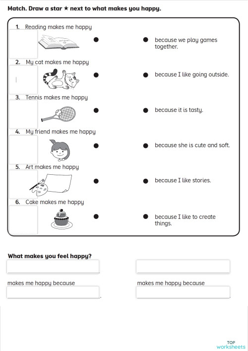 What makes me happy WS1. Interactive worksheet | TopWorksheets