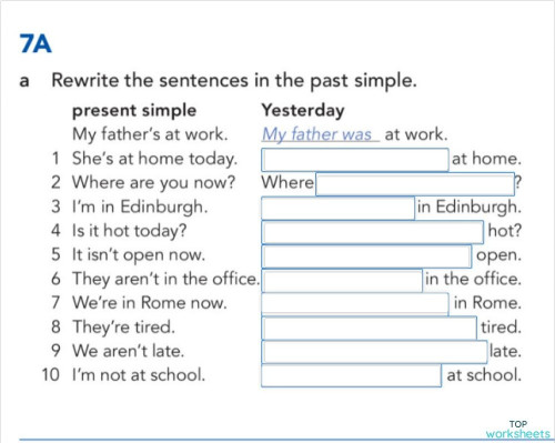 7A elementary grammar. Interactive worksheet | TopWorksheets