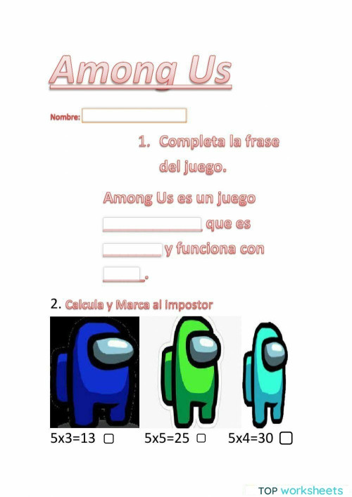 Among Us. Ficha interactiva | TopWorksheets