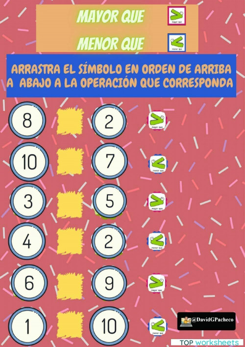 Mayor que menor que online. Ficha interactiva | TopWorksheets