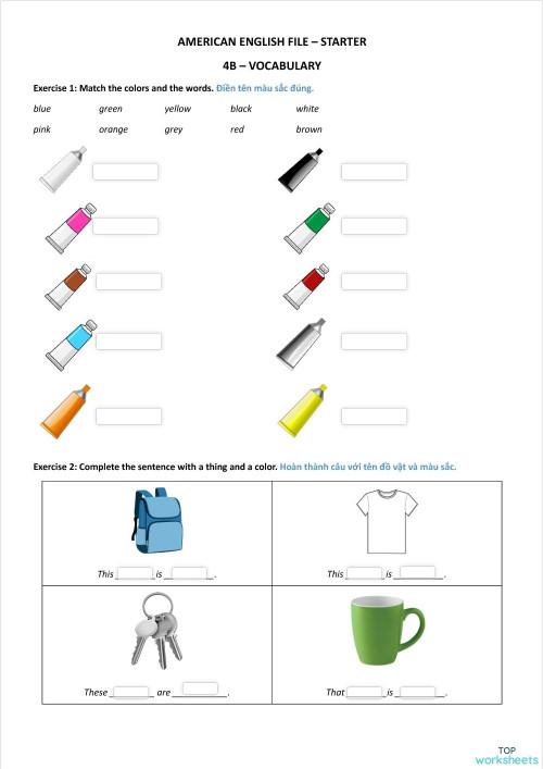 AEF Starter - 4b - colors. Interactive worksheet | TopWorksheets