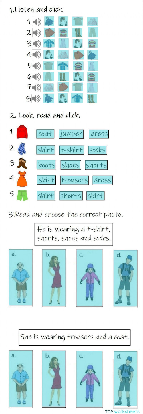 Clothes. Interactive worksheet | TopWorksheets