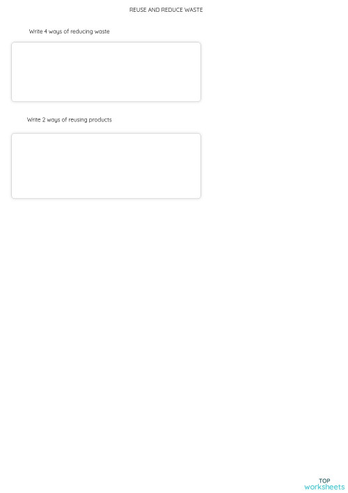 REUSE AND REDUCE WASTE 4th. Interactive worksheet | TopWorksheets