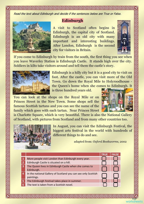 Reading castles. Interactive worksheet | TopWorksheets