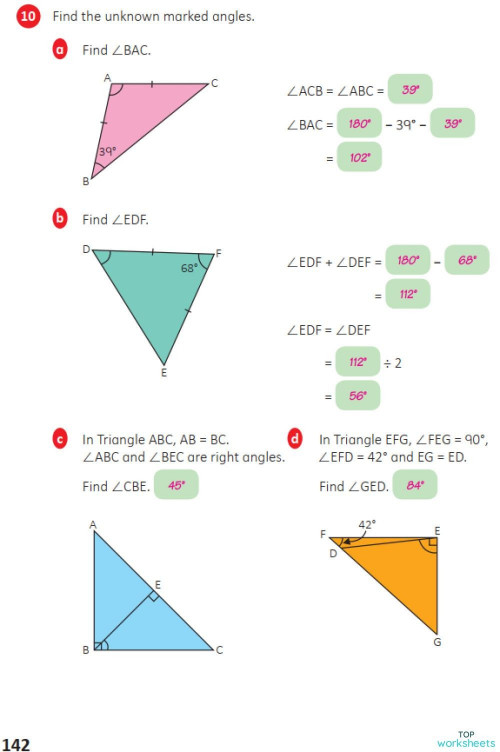 12/3 Practice 2 Lesson 2 Angles of a Triangle. Interactive worksheet ...