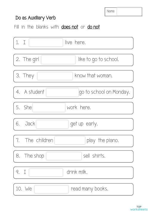 Verb to do ใบงานเชิงโต้ตอบ | TopWorksheets