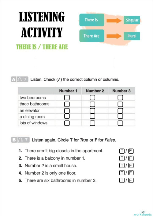 Listening: fichas interactivas y ejercicios online | TopWorksheets