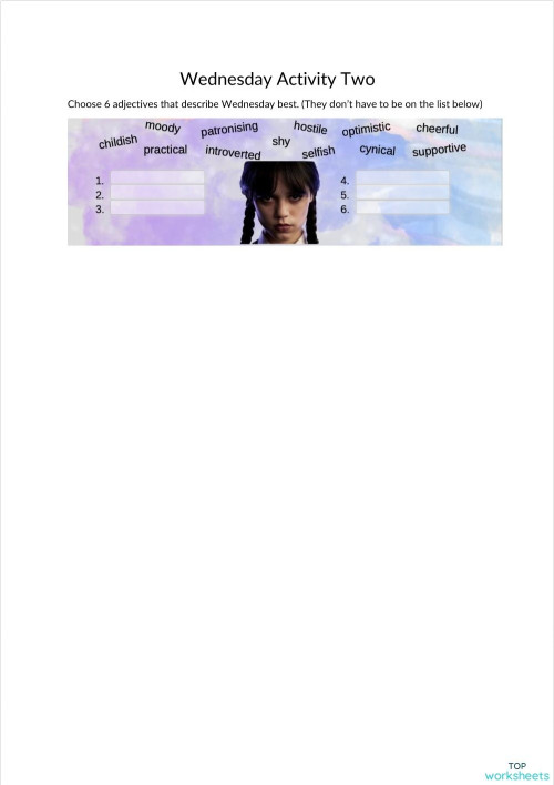 Wednesday Activity Two. Interactive worksheet | TopWorksheets